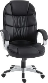 HOMCOM Ergonomická otočná kancelářská židle z PU kůže, houpací funkce, výškově nastavitelná, nosnost 120 kg, černá