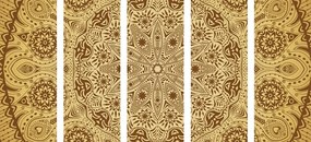 5-dílný obraz okrasná Mandala s krajkou - 200x100 cm