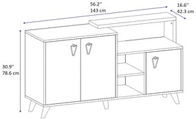 SPARTI komoda na nožičkách, ořech / černá