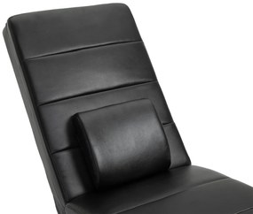 HOMCOM Relaxační lehátko kožené s masážní funkcí, 58 x 163 x 87 cm, do 120 kg, 8 masážních bodů, s dálkovým ovládáním, vysoký opěrný polštář, černá |…