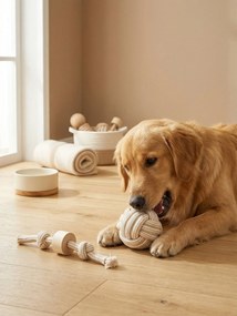 Sinsay - Hračky pro psa míček a přetahovadlo 2 pack - hnědá