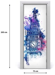 Samolepící fototapeta na dveře Barevný Big Ben 75x205 cm