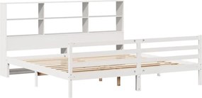 Postel s knihovnou bez matrace bílá 180x200 cm masivní borovice 3321906