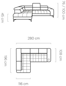 Wersal Sedací souprava Baggio - posuvný sed, bezdrátová nabíječka - Levý roh