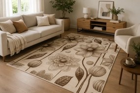 Koberec FD Lida Daisies tmavě béžový