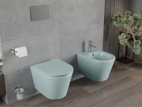 Mexen Rico, závěsné WC Rimless s WC deskou slim, duroplast, zelená matná, 30724048