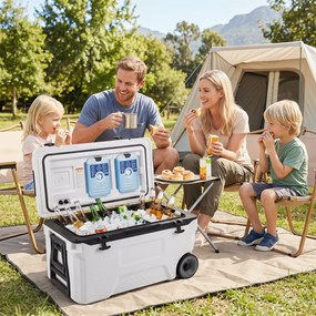 Costway Chladicí box 50 L Velký termobox z plastu s kolečky a madlem Izolovaný