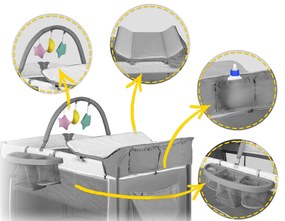 Ricokids Cestovní postýlka 125x65x78cm RK-241 šedá