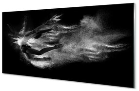 akrylový obraz Žena baletní kouřové šedé pozadí 100x50 cm