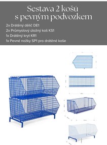 FEROPLAST spol. s.r.o Průmyslový úložný koš KS1, kompletní set 2 košů na pevných nohách