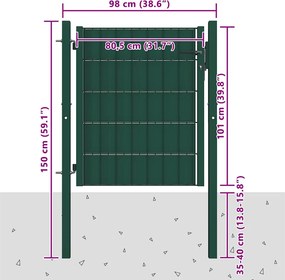Plotová branka PVC a ocel 100 x 100 cm zelená 145228