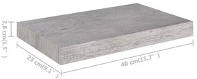 Plovoucí nástěnné police 2 ks betonově šedé 40x23x3,8 cm MDF