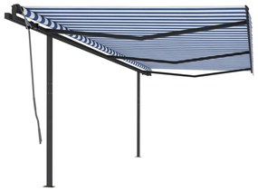 Automatická zatahovací markýza se sloupky 6 x 3 m modrobílá