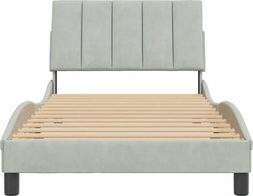 Rám postele bez matrace Hanko světle šedá 100 x 200 cm samet 3207831