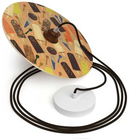 creative cables Závěsná lampa s textilním kabelem, dřevěným stínidlem pemberly pond a kovovými detaily Barva: Hikimi