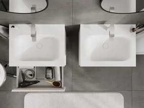 Mexen Rivel koupelnová skříňka 60 cm s umyvadlem Vela, 2 zásuvky, drážkovaná, bílá matná - 91A20-06047-2-BFF01-W23M01
