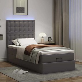 Osmanský rám postele s matrací šedá 80x200cm umělá kůže 3313823