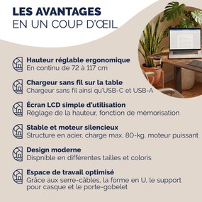 Výškově nastavitelný Psací stůl hnědý 140x70x72-117cm