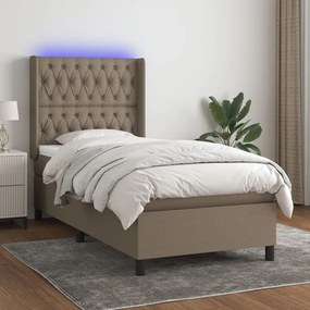 Box spring postel s matrací a LED taupe 90x190 cm textil