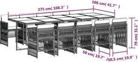 11dílný zahradní jídelní set s poduškami černý polyratan 3210930