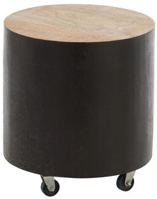 Dřevěný kulatý odkládací stolek na kolečkách Mirro - Ø 40*44cm
