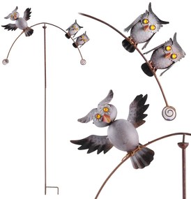Zapichovací zahradní dekorace Balance Owl, 138 cm, kov, vícebarevná