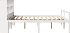 Postel s knihovnou bez matrace bílá 180x200 cm masivní borovice 3322023