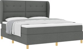 Postel s boxspringem s čelo Tmavě šedá 200 x 180 cm textil 3340768