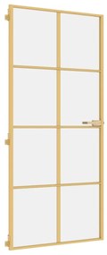 vidaXL Interiérové dveře úzké zlaté 93x201,5 cm tvrzené sklo a hliník