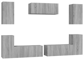 7dílný set TV skříněk šedý sonoma kompozitní dřevo - Default Title