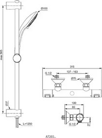 Ideal Standard CeraTherm - Sprchový set T25 s termostatem | 3 proudy |