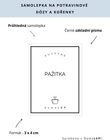Samolepka na kořenky PAŽITKA průhledná 3 × 4 cm základní písmo