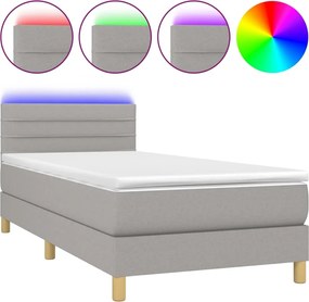 vidaXL Box spring postel s matrací a LED 90x200 cm textil [3133765] Barva: Tmavě šedá
