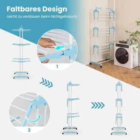 Costway 3 Tier Folding Clothes Airer Modrá + Bílá + – 127 × 63 × 171 cm
