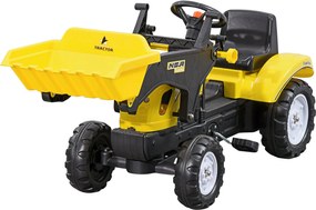HOMCOM Dětský bagr s úložným prostorem, odrážedlo s lopatou, pedálový traktor, vozidlo na pískoviště, dětský bagr, bagr se skluzavkou, bagr s lopatou