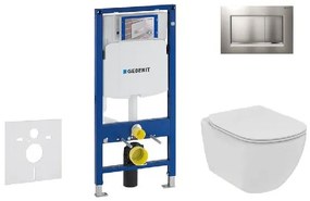 Geberit Duofix - Set předstěnové instalace, klozetu a sedátka Ideal Standard Tesi, tlačítka Sigma30, Rimless, SoftClose, matný chrom/chrom 111.300.00.5 NE7