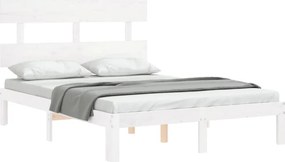 Rám postele s čelem bílý Small Double masivní dřevo 3193502