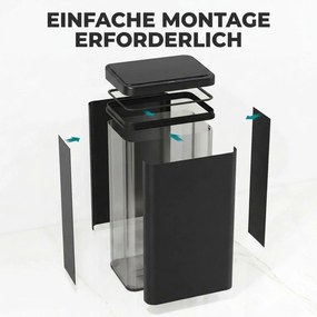 HOMCOM bezdotykový odpadkový koš 50 l, nerez, černý