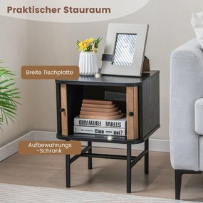 Costway Noční stolek s posuvnými dveřmi s úložným prostorem – 40 × 39 × 49 cm