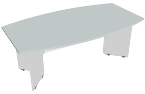 Stůl jednací sud 200 cm - Hobis Gate GJ 200 Dekor stolové desky: šedá, Dekor lamino podnože: bílá