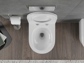 Mexen Rico, závěsná WC mísa 490x360x370 mm, Rimless Tornádo + WC sedátko z duroplastu, bílá lesklá, 30720500T