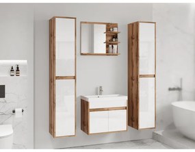 Koupelnový nábytek Garmuzo XL, Barva: wotan / wotan + bílý lesk, Sifon k umyvadlu: ano, Baterie: Maro Blo 020M