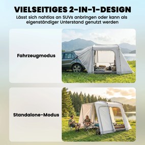 Zadní stan pro 2-4 osoby, 320 x 280 x 205 cm 2 v 1 nepromokavý tunelový stan se 4 dveřmi a okénkem na zemi