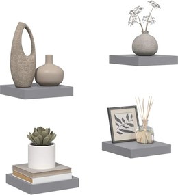 Plovoucí nástěnné police 4 ks šedé 23 x 23,5 x 3,8 cm MDF 323846