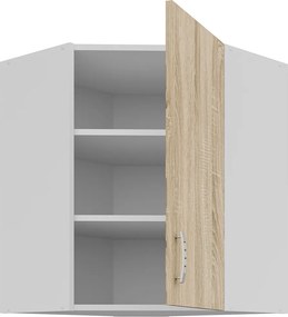 SARA | horní kuchyňská skříňka 58x58 GN-72 1F rohová s policemi | 58,5x58,5 cm | bílá/dub sonoma