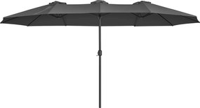 Dvojitý slunečník 460 × 270 cm, extra velký zahradní slunečník, UPF 50+, šedý
