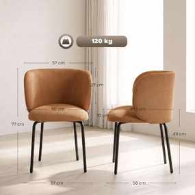 HOMCOM 2 ks Sada čalouněných jídelních židlí s čenilovým potahem, obepínající opěradlo, nosnost 120 kg, 57 x 58 x 77 cm, oranžová