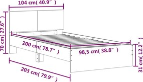 vidaXL Rám postele s čelem 100 x 200 cm kompozitní dřevo [838618] Barva: Černá