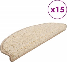 Schodové rohože 15 ks 65 x 21 x 4 cm krémové, půlkulaté, velké 133904
