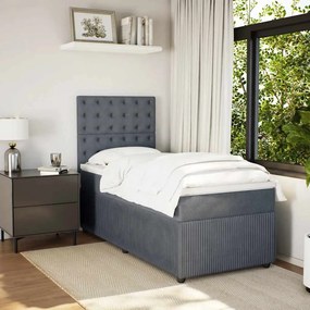 Box spring postel s matrací tmavě šedá 90x200 cm samet 3294551